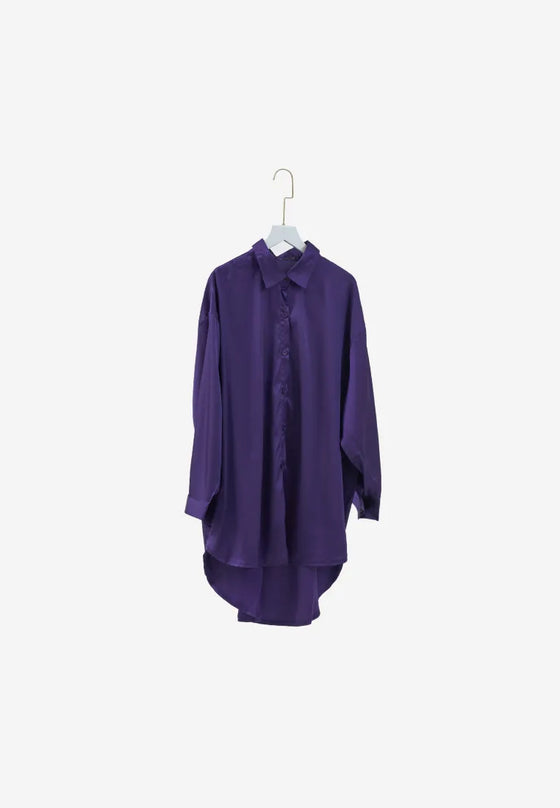 DROPPED SHOULDER SATIN SHIRT - PURPLE SERIES – CURVA FABULOUS